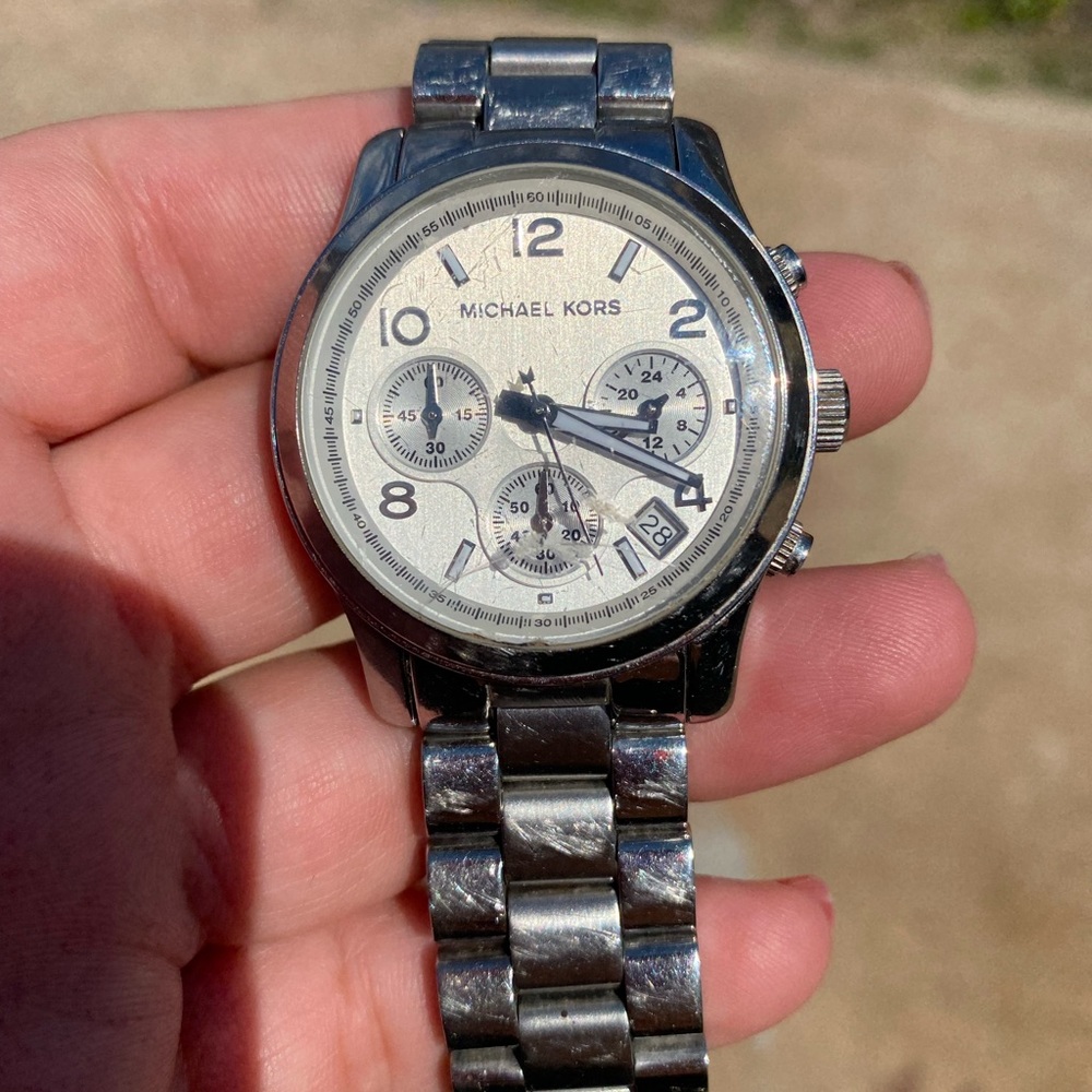 Michael Kors Silver Midsized Chronograph Ladies Watch… - Gem